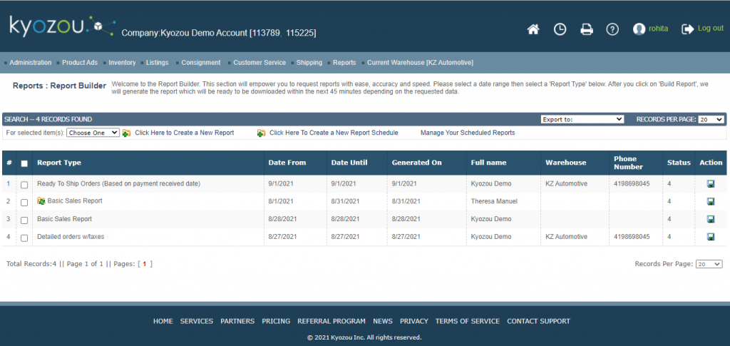 Reporting Management Feature | Kyozou